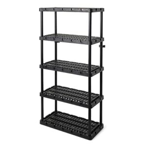 gracious living 5 shelf knect-a-shelf ventilated heavy duty storage unit 18 x 36 x 72 organizer system for home, garage, basement & laundry, black