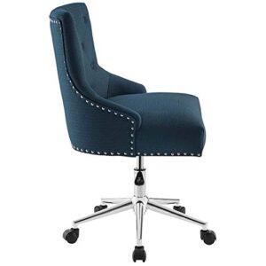 Modway Regent Tufted Button Upholstered Fabric Swivel Office Chair with Nailhead Trim in Azure