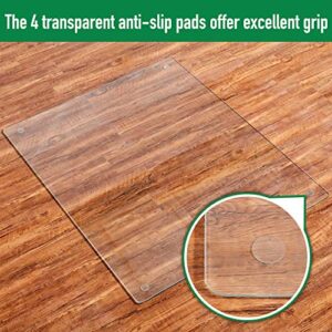 Tempered Glass Chair Mat, 36"×46“, 1/5 Inch Thick Office Chair Mat Carpet & Hardwood Floor, Chair Mats for Carpeted Floor, Chair Mat for Hardwood Floor, Desk Chair Mat, 4 Anti-Slip Pads