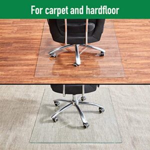 Tempered Glass Chair Mat, 36"×46“, 1/5 Inch Thick Office Chair Mat Carpet & Hardwood Floor, Chair Mats for Carpeted Floor, Chair Mat for Hardwood Floor, Desk Chair Mat, 4 Anti-Slip Pads