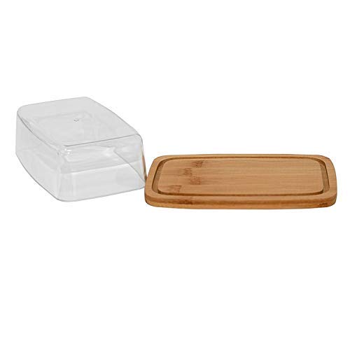 Bamboo Butter Dish With Dome Lid Cheese Server Sliced Vegetable Tray