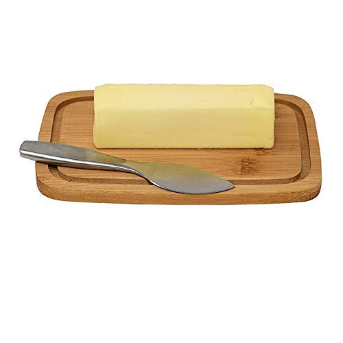 Bamboo Butter Dish With Dome Lid Cheese Server Sliced Vegetable Tray