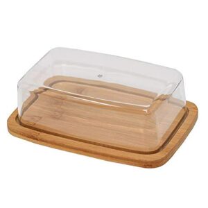 Bamboo Butter Dish With Dome Lid Cheese Server Sliced Vegetable Tray