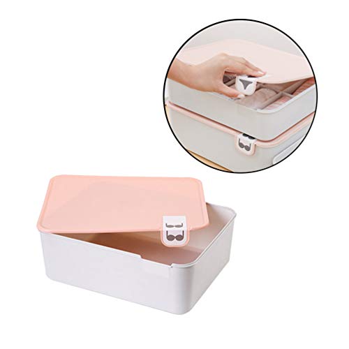 Cabilock Bra Storage Box with Lid Plastic Underwear Drawer Closet Organizer Bra Dividers Storage Boxes for Bedroom Dormitory