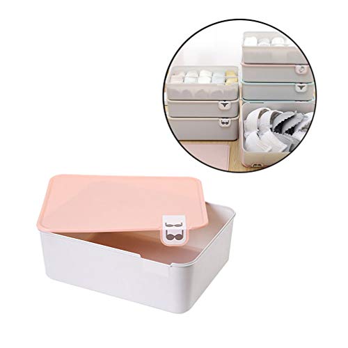 Cabilock Bra Storage Box with Lid Plastic Underwear Drawer Closet Organizer Bra Dividers Storage Boxes for Bedroom Dormitory