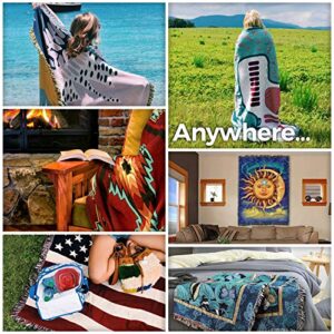 Pure Country Weavers Home is Wherever We are Together Blanket Blue - Personalized - Custom - Housewarming Gift Tapestry Throw Woven from Cotton - Made in The USA (72x54)