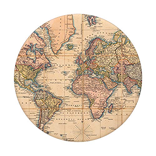 Vintage Travel World Map Design Travel Globe Background PopSockets Swappable PopGrip