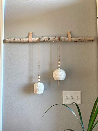 KEYAIIRA - Medium Natural Leather Wall Hook, wall hanging strap towel hook for wall leather loop strap for scarf storage boat paddle holder minimal towel bar rack storage