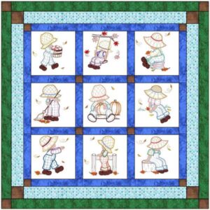 quilt kit sunbonnet sam/pre cut ready to sew/finished embroidery