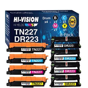 (bcym, 8-pack) hi-vision hi-yields® compatible dr-223cl dr223cl drum units & tn-227 tn227 toner cartridge replacement (with chip,high yield), for hl-l3210cw hl-l3270cdw hl-l3290cdw mfc-l3710cw