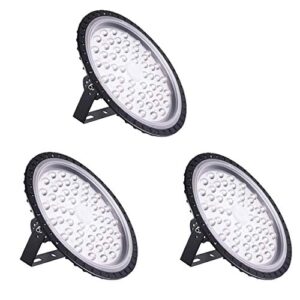 200w ufo led high bay light lamp factory warehouse industrial lighting 10000 lumen 6000-6500k ip65 warehouse led lights- commercial bay lighting for garage factory workshop gym (200w 3pcs)