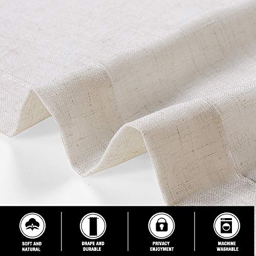 Natural Linen Blended Curtains Tab Top Linen Curtains for Living Room Home Decor Soft Rich Material Light Reducing Bedroom Drape Panels, Set of 2, 52 x 84 -Inch - Natural