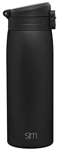 Simple Modern Insulated Thermos Travel Coffee Mug with Snap Flip Lid | Leakproof Reusable Stainless Steel Tumbler Cup | Gifts for Women Men Him Her | Kona Collection | 16oz | Midnight Black