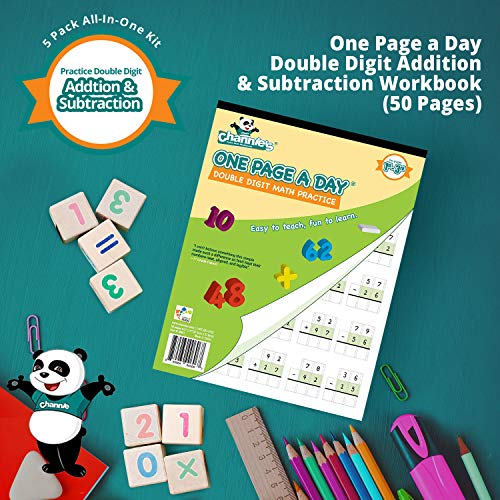 Back to school complete set 5 Pack Channie’s Visual Math, Handwriting, and Cursive Grades 1st – 3rd, Size 8.5” x 11” With FREE Alphabet Card