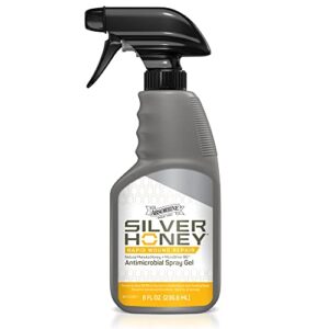 absorbine silver honey rapid wound repair spray gel, manuka honey & microsilver bg, veterinarian tested horse & animal wound care, 8oz bottle