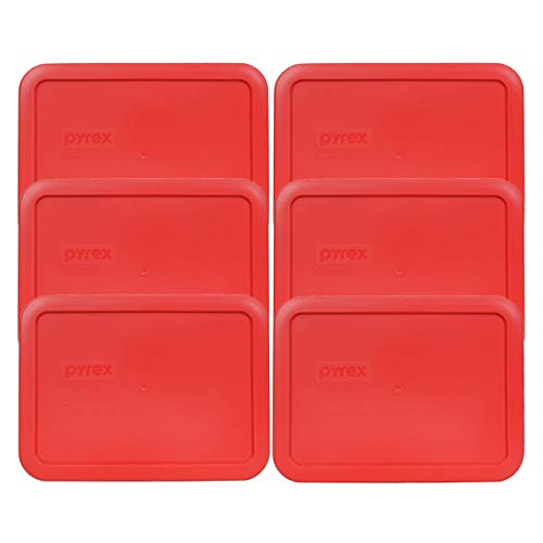 Pyrex 7210-PC 3-Cup Red Plastic Food Storage Replacement Lids, Made in the USA - 6 Pack