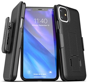 encased iphone 11 belt clip case (duraclip series) ultra slim cover with holster (black)