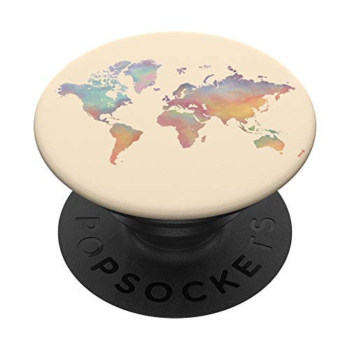 Wold Map Painting Watercolor Artwork PopSockets PopGrip: Swappable Grip for Phones & Tablets