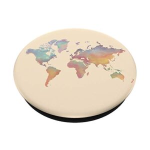 Wold Map Painting Watercolor Artwork PopSockets PopGrip: Swappable Grip for Phones & Tablets