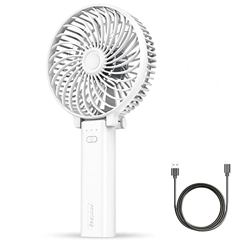 EasyAcc Mini Handheld Fan, USB Desk Fan Rechargeable Battery Operated Fan 5-23 Hours 3 Speeds Foldable Strong Wind Personal Powerful Cooling Fan Portable for Travel Camping Office Home