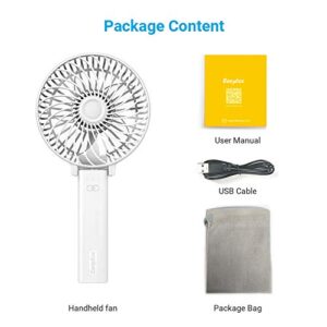 EasyAcc Mini Handheld Fan, USB Desk Fan Rechargeable Battery Operated Fan 5-23 Hours 3 Speeds Foldable Strong Wind Personal Powerful Cooling Fan Portable for Travel Camping Office Home