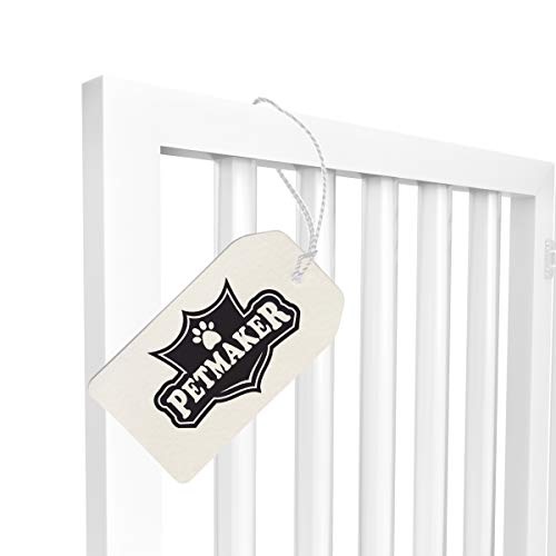 PETMAKER Freestanding Pet Gate - Wooden Folding Fence for Doorways, Halls, Stairs & Home - Step Over Divider - Great for Dogs & Puppies