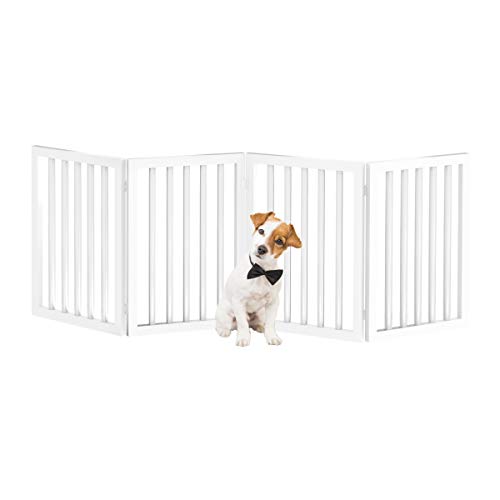 PETMAKER Freestanding Pet Gate - Wooden Folding Fence for Doorways, Halls, Stairs & Home - Step Over Divider - Great for Dogs & Puppies