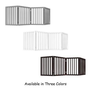 PETMAKER Freestanding Pet Gate - Wooden Folding Fence for Doorways, Halls, Stairs & Home - Step Over Divider - Great for Dogs & Puppies