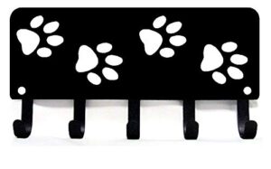 the metal peddler walking dog paws key rack hanger & holder- small 6 inch wide - made in usa