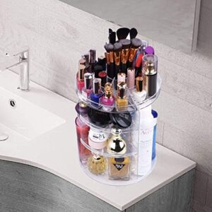 chfine 360 Rotating Makeup Organizer, Large Capacity Detachable Spinning Cosmetics Organizer with 4 Layers, Lazy Susan Makeup Organizer for Skin Care Products Makeup Sets (Crystal Clear)