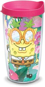 tervis made in usa double walled nickelodeon - spongebob squarepants insulated tumbler cup keeps drinks cold & hot, 16oz, tropical