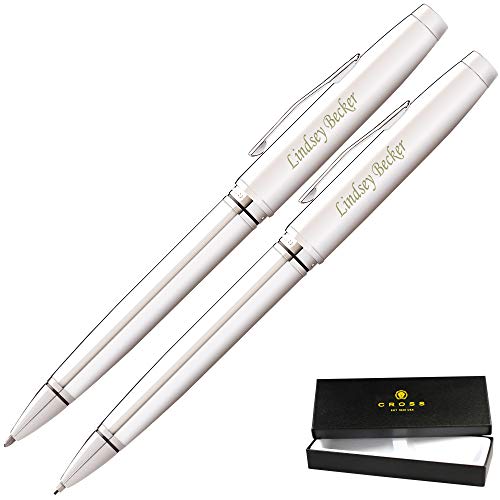 Dayspring Pens Cross Pen Set | Personalized Cross Coventry Ballpoint Pen and Pencil Set - Lustrous Chrome. Engraved Custom Pen Set Shipped in One Business Day