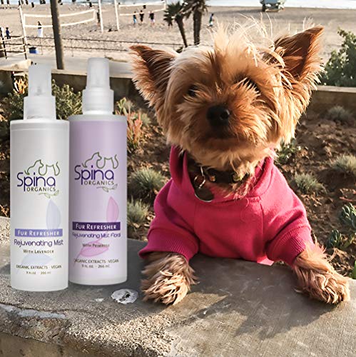 Spina Organics, All-Natural PET Deodorizer Fur Refresher Spray - Rejuvenating Mist with Botanical and Essential Oils, Featuring Primrose Oil in a Floral Scent Made in The USA 9 oz