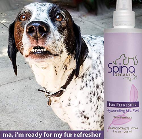 Spina Organics, All-Natural PET Deodorizer Fur Refresher Spray - Rejuvenating Mist with Botanical and Essential Oils, Featuring Primrose Oil in a Floral Scent Made in The USA 9 oz