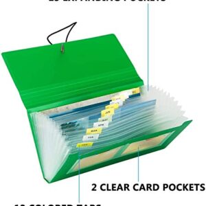 SEEKIND Expanding File Folder 4 Pack, 10.4' 5.5' Receipt Organizer Folder Accordion Folder Document with 13 Pocket for Office,Cards,Tickets-Water Resis