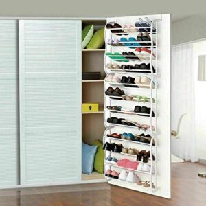 tree.nb hanging shoe rack - over door - 36 pair - storage organizer, white