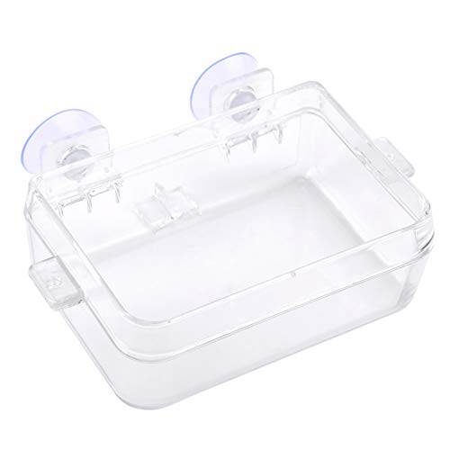 Hffheer Reptile Feeder Anti-Ese Amphibians Feeder Dish Food Water Bowl Translucent Feeding Basin with Suction Cup for Tortoise Gecko Snakes Lizard