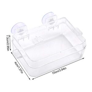 Hffheer Reptile Feeder Anti-Ese Amphibians Feeder Dish Food Water Bowl Translucent Feeding Basin with Suction Cup for Tortoise Gecko Snakes Lizard