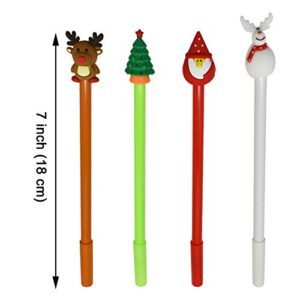 Maydahui 28PCS Novelty Christmas Series Rollerball Pens Black Gel Ink for Office School (4 Style - Christmas Tree, Snowman, Reindeer, Santa Claus)