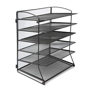 clatina 6-tier metal mesh desk file organizer desktop letter tray paper document holder for office home school black