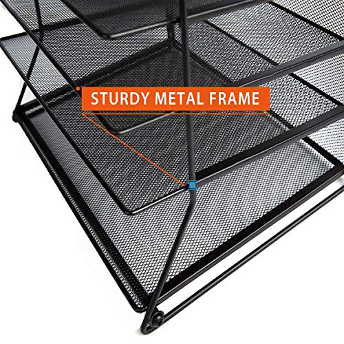 CLATINA 6-Tier Metal Mesh Desk File Organizer Desktop Letter Tray Paper Document Holder for Office Home School Black