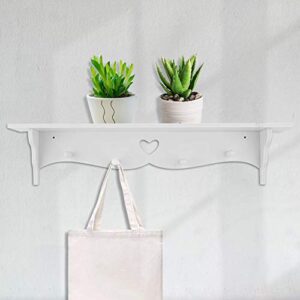 AUNMAS Wall Hook Rack White Carved Wall Hanging Hollow Shelf Coat Rack Hook for Home Decoration