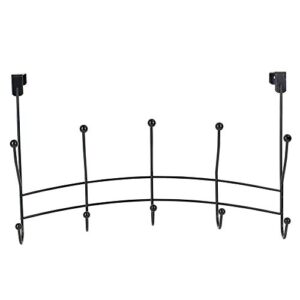 Home Basics Shelby 5 Hook Over The Door Rack for Bathroom, Bedroom or Closet Hanging Coat, Robes, Hats, Bags & Towel, Sturdy Heavy-Duty Clothes Organizer Storage, Black