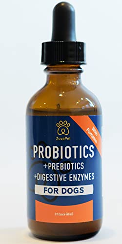 Probiotic for Dogs with Natural Digestive Enzymes. A Prebiotics + Digestive Enzyme Product for Dogs + Pumpkin. 120 Servings. Diarrhea & Upset Stomach Relief + Gas, Constipation, and Allergy Relief.