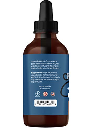 Probiotic for Dogs with Natural Digestive Enzymes. A Prebiotics + Digestive Enzyme Product for Dogs + Pumpkin. 120 Servings. Diarrhea & Upset Stomach Relief + Gas, Constipation, and Allergy Relief.