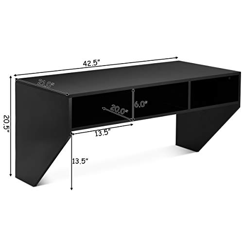 BestComfort Wall Mounted Desk Hutch, 42.5inch Floating Laptop Table Writing Desk, Home Office Workstation Hanging Computer Desk, Modern Floating Console Media Storage Cabinet