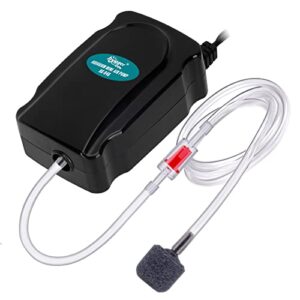 hygger mini aquarium air pump kit small fish tank air pump 1w for 1-20 gallon fish bowl with air tube air bubbler stone check valve (1w)