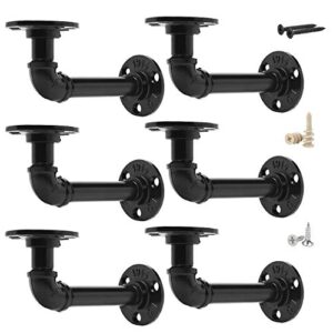 equason set of 6 industrial iron rustic pipe custom floating shelves diy shelf brackets black hardware included