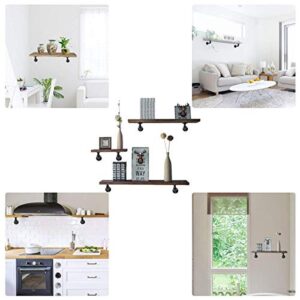 EQUASON Set of 6 Industrial Iron Rustic Pipe Custom Floating Shelves DIY Shelf Brackets Black Hardware Included