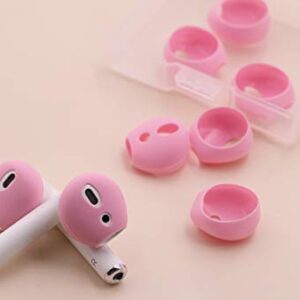 IiEXCEL (Fit in Case) 4 Pairs Replacement Super Thin Slim Rubber Silicone Earbuds Ear Tips and Covers Skin for Apple AirPods 2 1 or EarPods Headphones (Fit in Charging Case) (4 Pink)